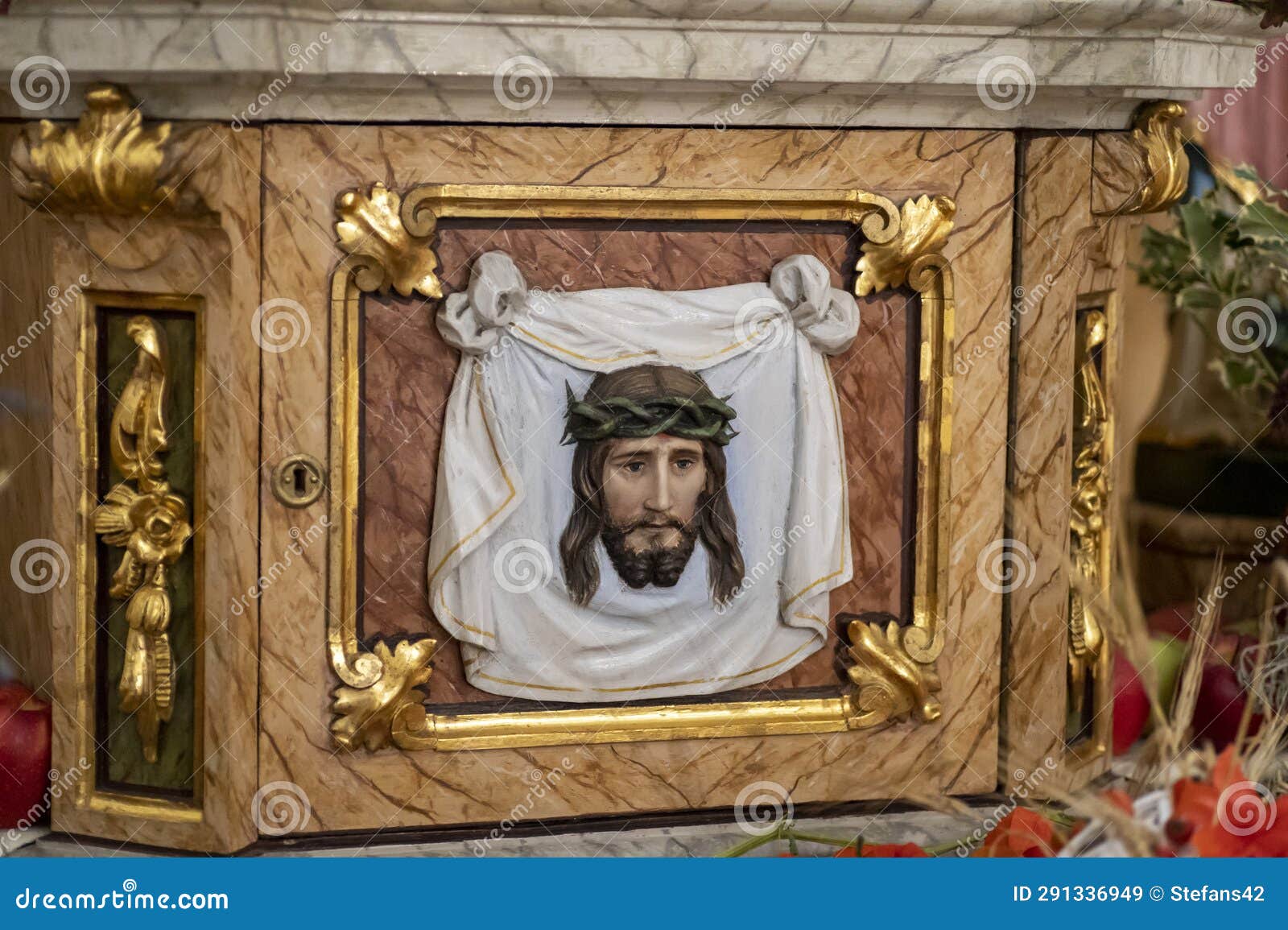 The Sculpture in the Church, Depicting the Veil of Veronica Stock Image ...
