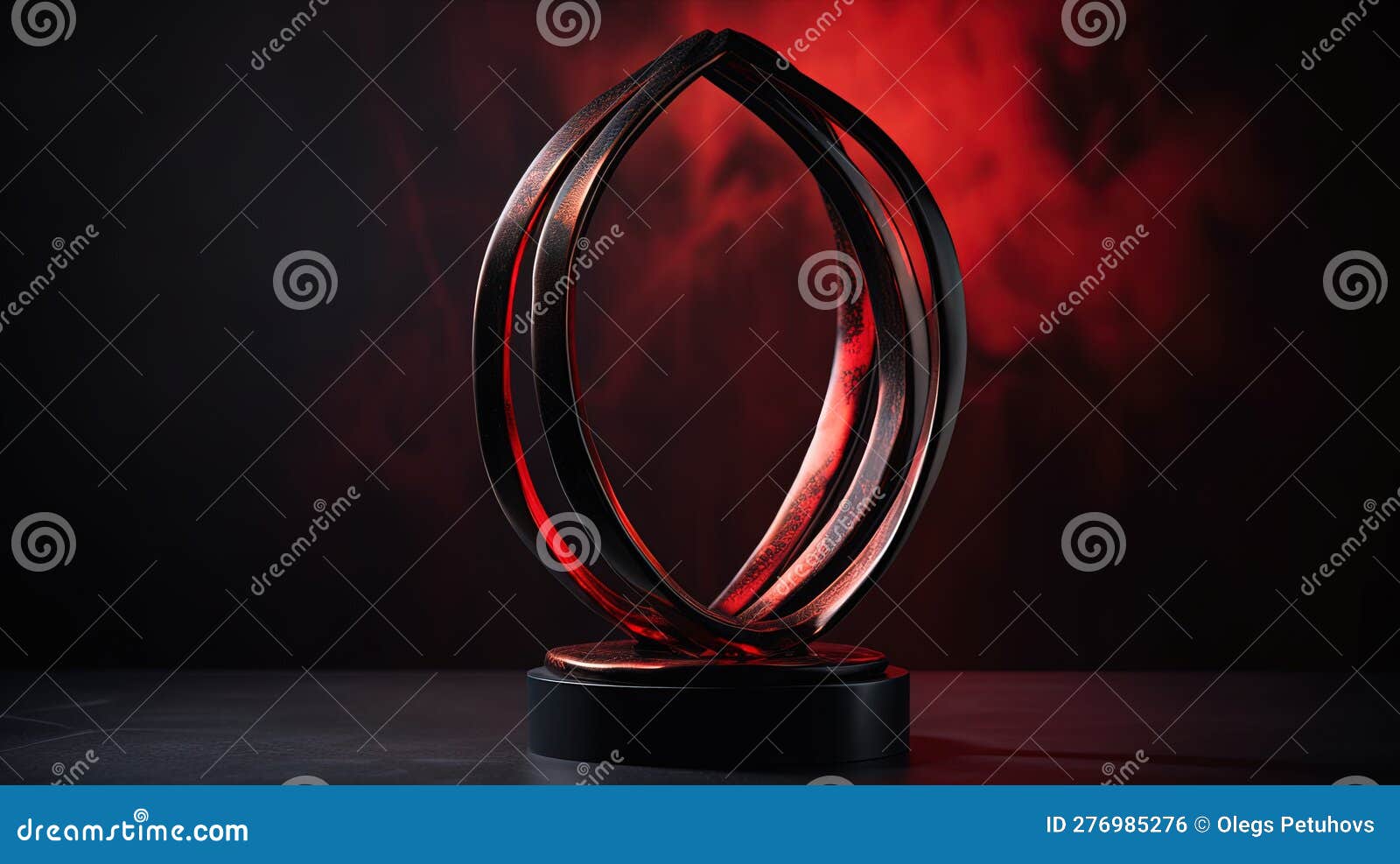 A Sculpture of a Curved Metal Object on a Black Surface Stock ...