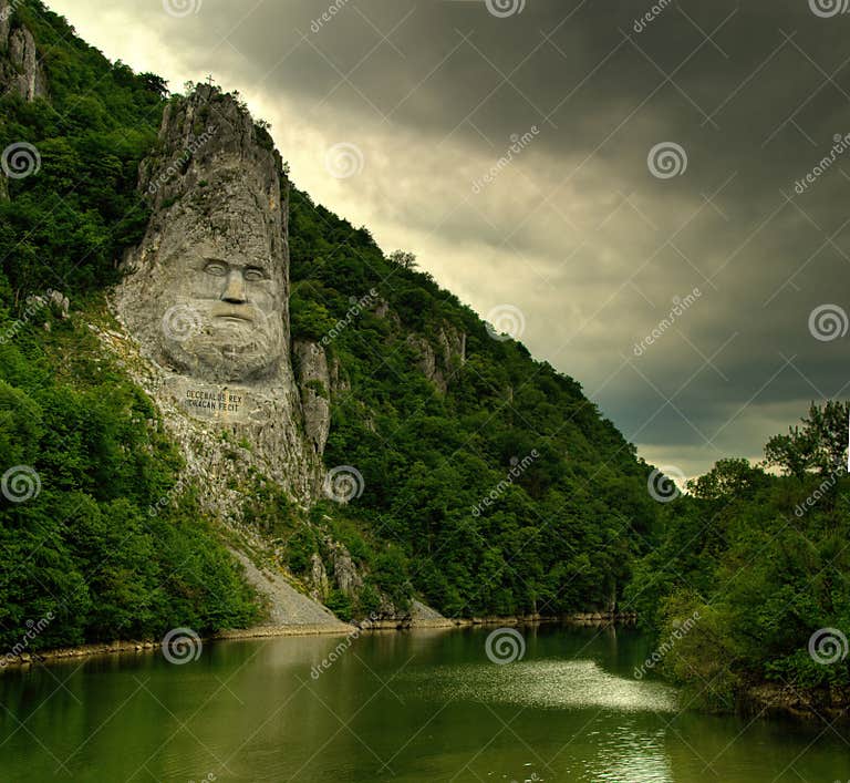 Sculpture of Decebal stock photo. Image of trip, reflection - 9452232