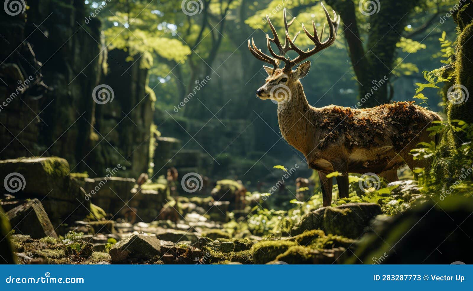 A Sculpture of a Deer in a Forest. Generative AI. Stock Image - Image of kasuga, wildlife: 283287773