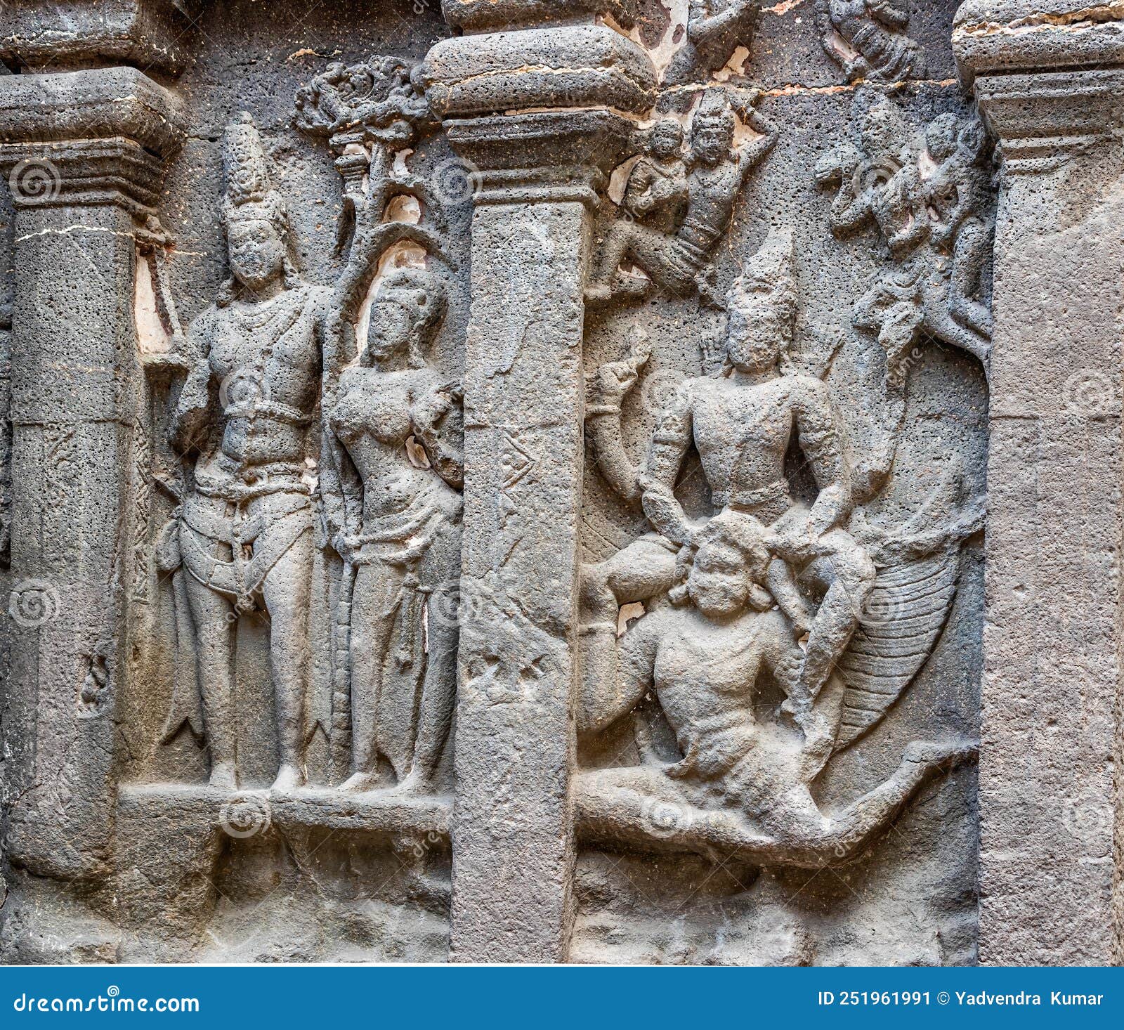 A Sculpture in Ellora Temples Stock Image - Image of ancient, animals ...
