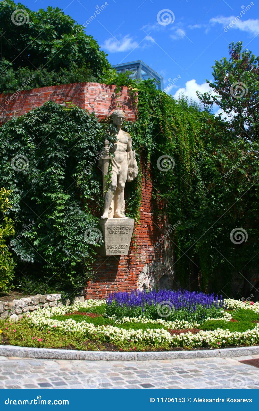 Sculpture in Flower Garden, Graz Stock Image - Image of blue, colors ...