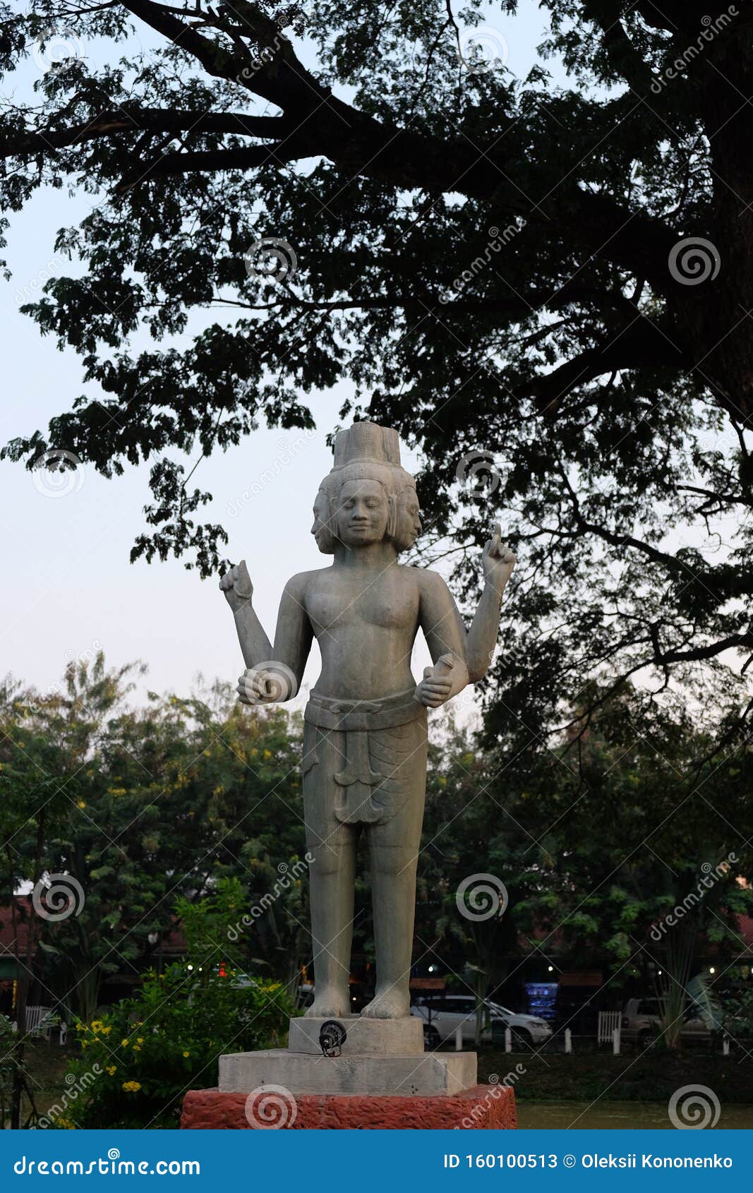 Sculpture of a Four-armed Hindu Deity. Mythical Creature with Four ...