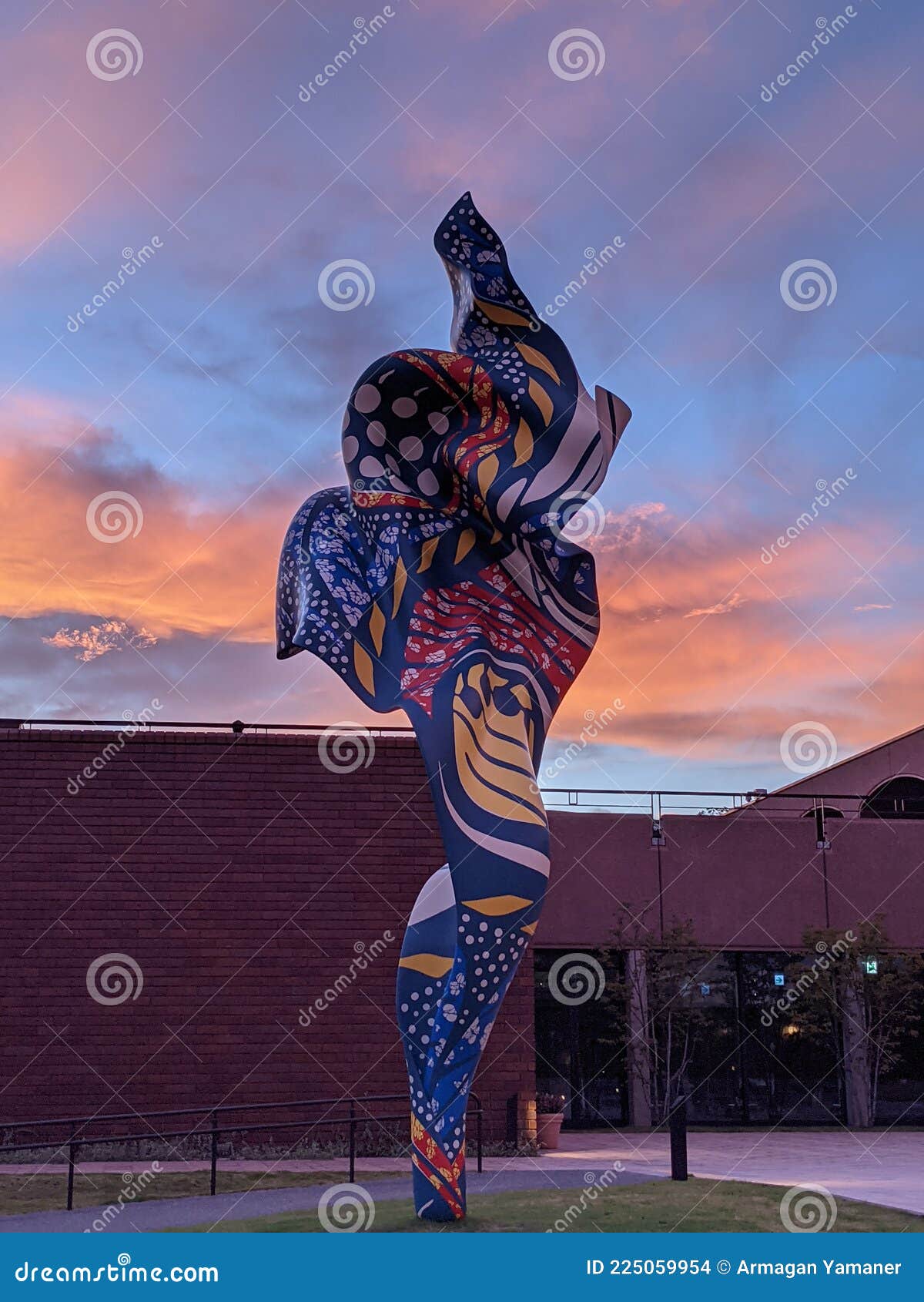 Sculpture in Front of a Building at Dawn Editorial Stock Image - Image ...