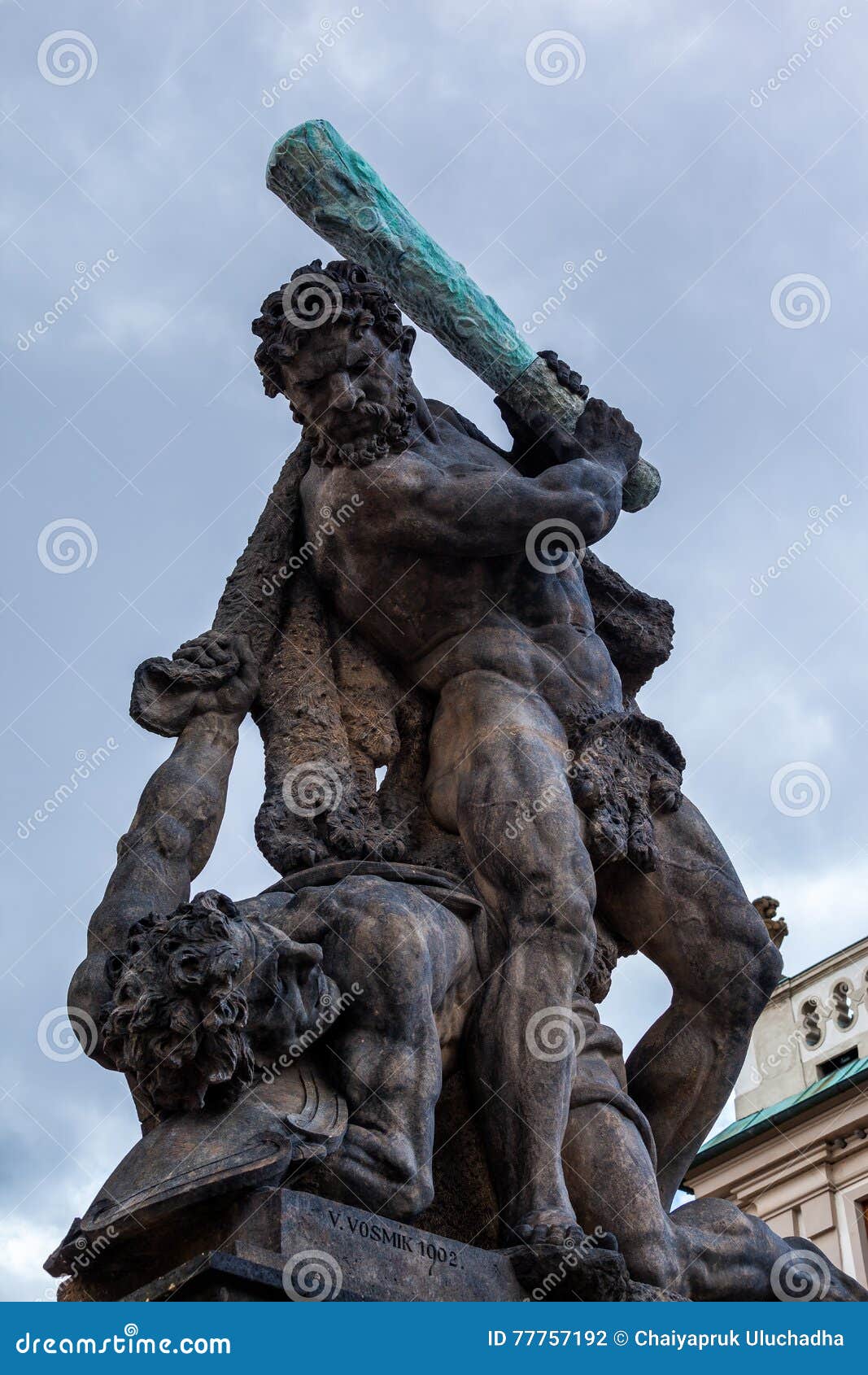 Sculpture by the Gate of Prague Castle Stock Photo - Image of ...