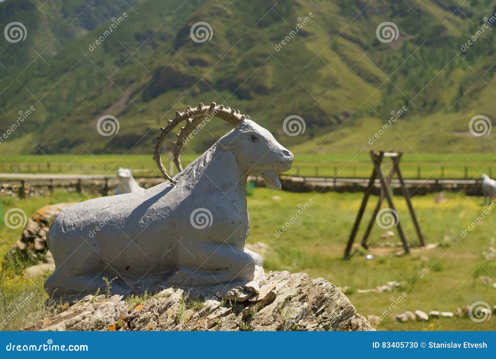 Sculpture of a Goat in Republic Altai Stock Photo - Image of beard ...