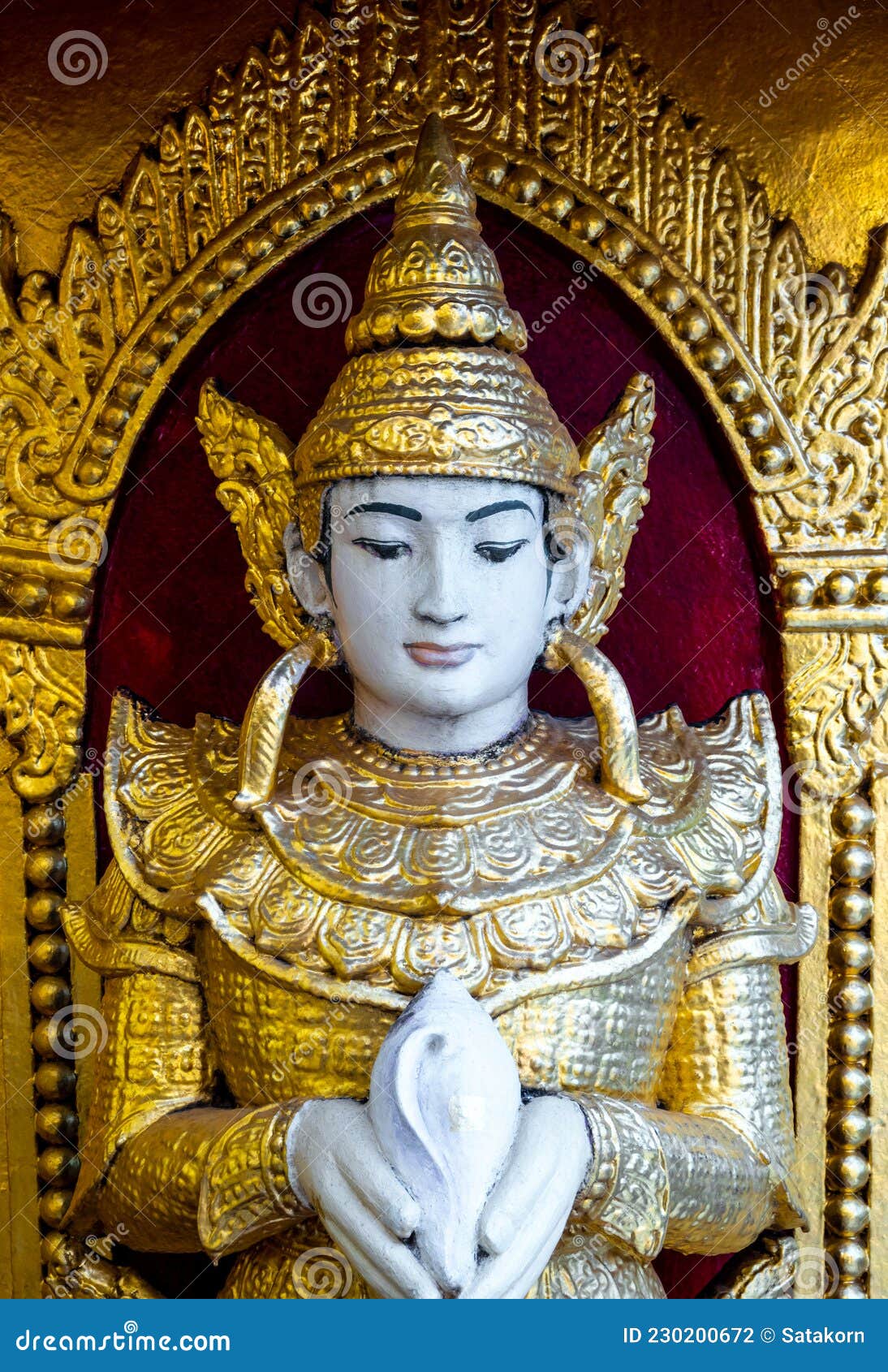 Sculpture of God and Conch Shell Holding in Hand Stock Photo - Image of ...