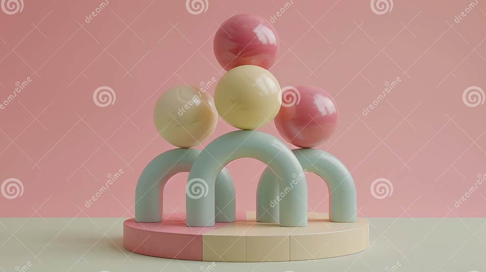 A Sculpture of a Group of Three Different Colored Balls, AI Stock ...