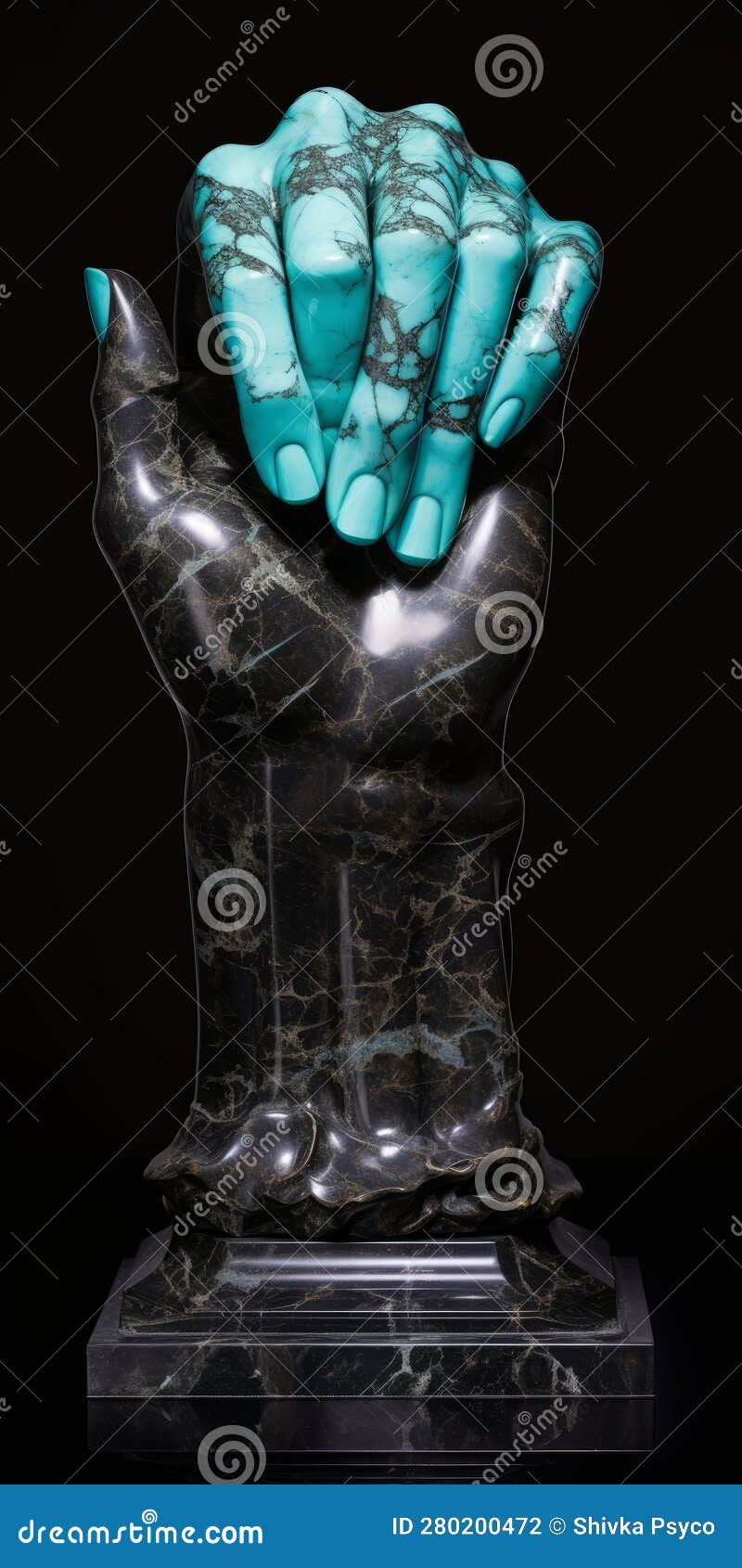 Sculpture of Hands Made from Tungsten Steel on Black Background ...