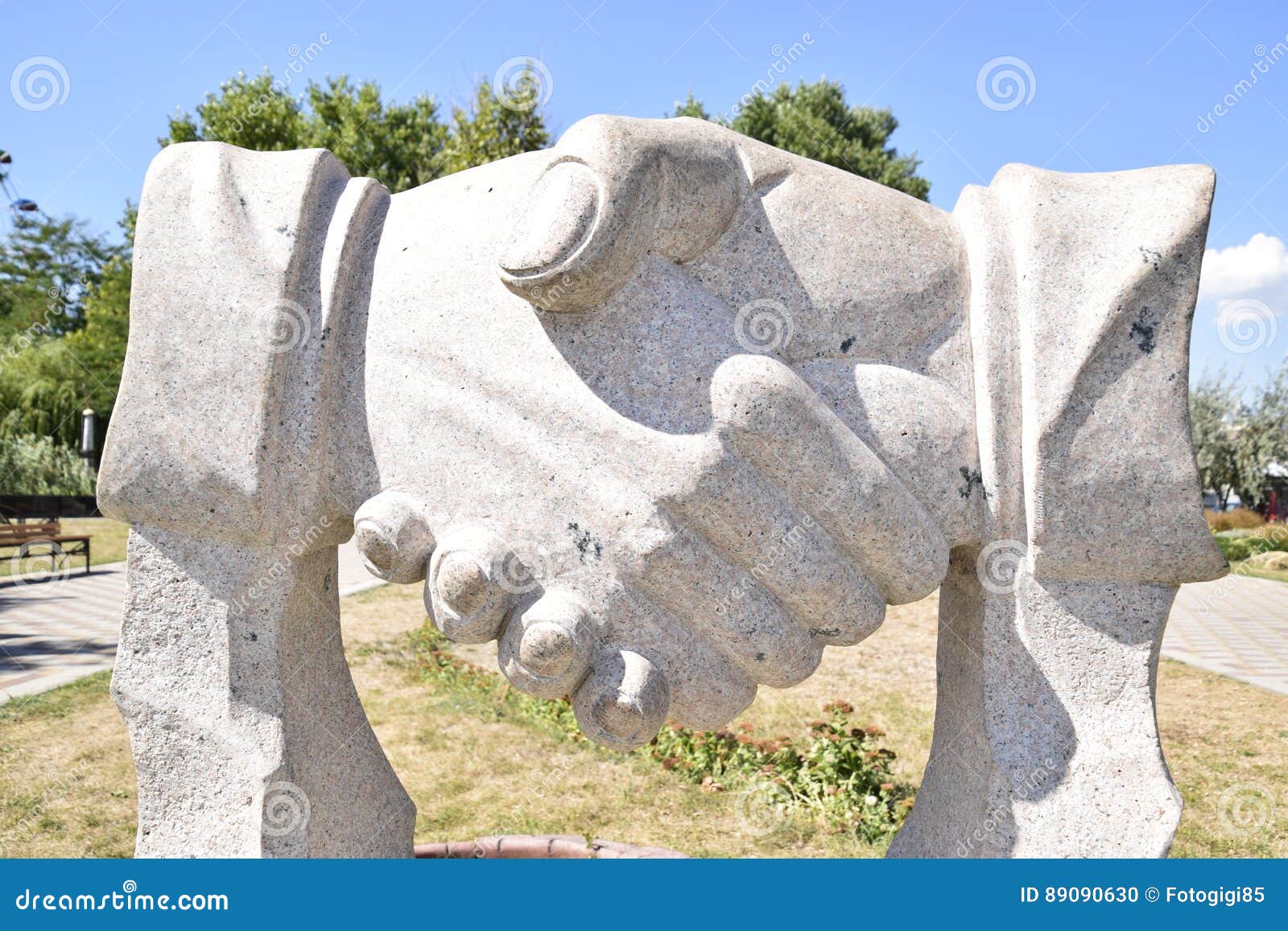 Sculpture Handshake. Symbol of Friendship and Cooperation Stock Photo ...