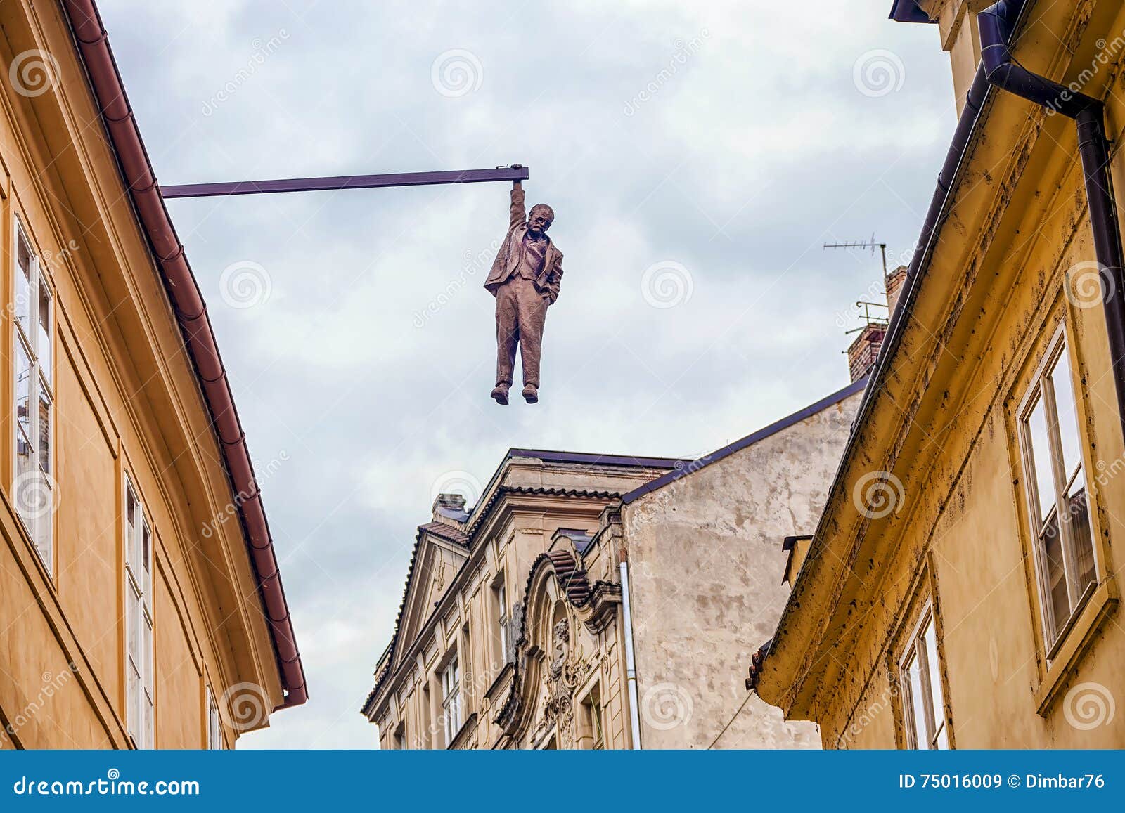The Sculpture Hanging Man in Prague. Stock Image - Image of house ...