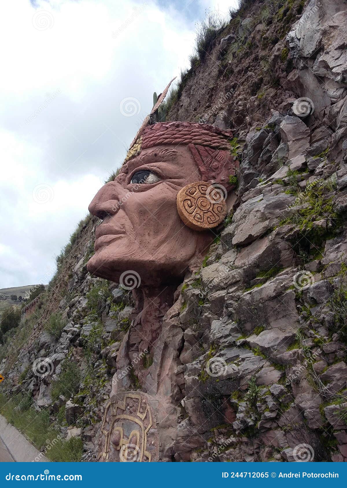 Sculpture of an Indian in a Rock in Chucuito, Puno Peru Stock Image ...