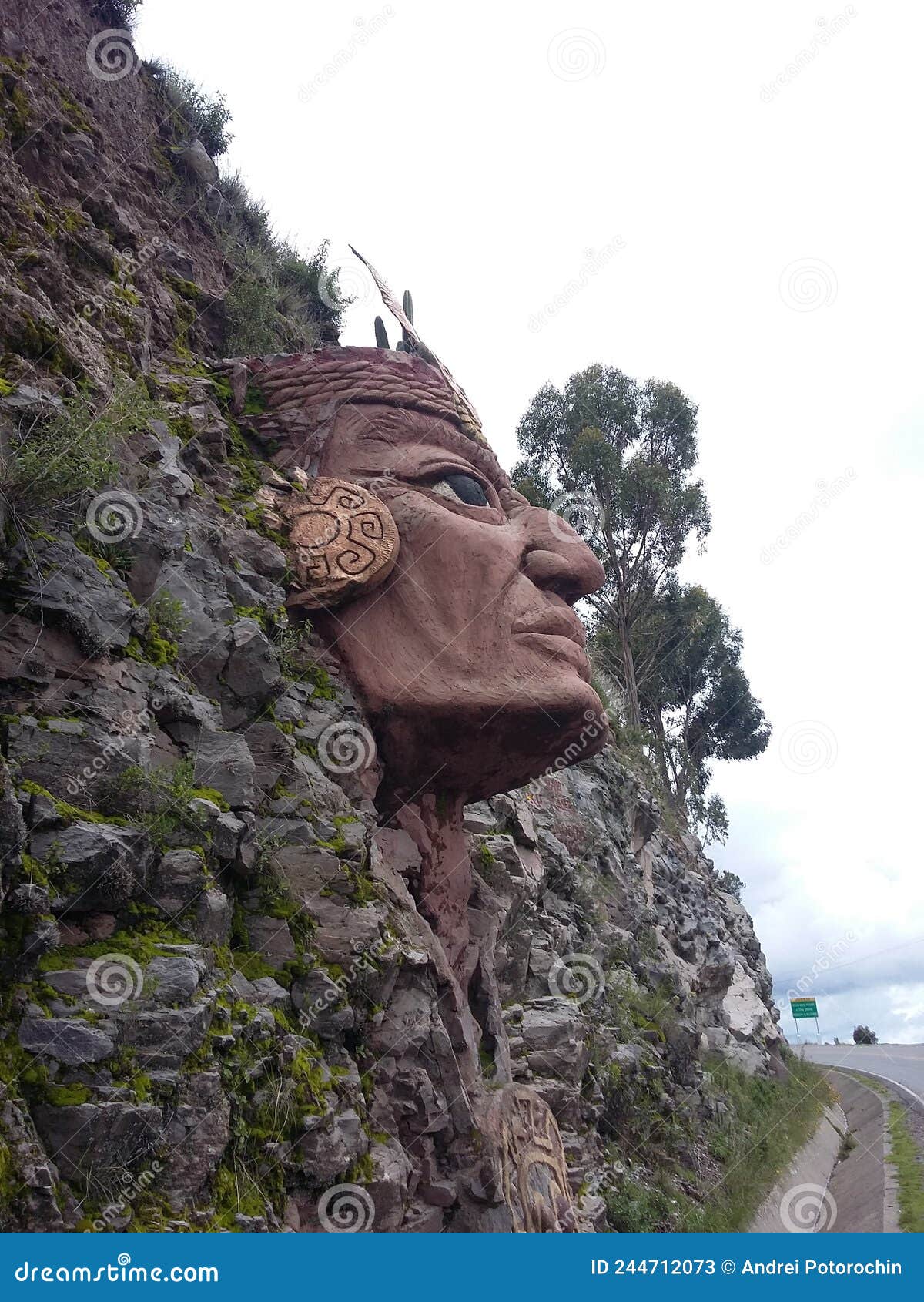 Sculpture of an Indian in a Rock in Chucuito, Puno Peru Stock Image ...