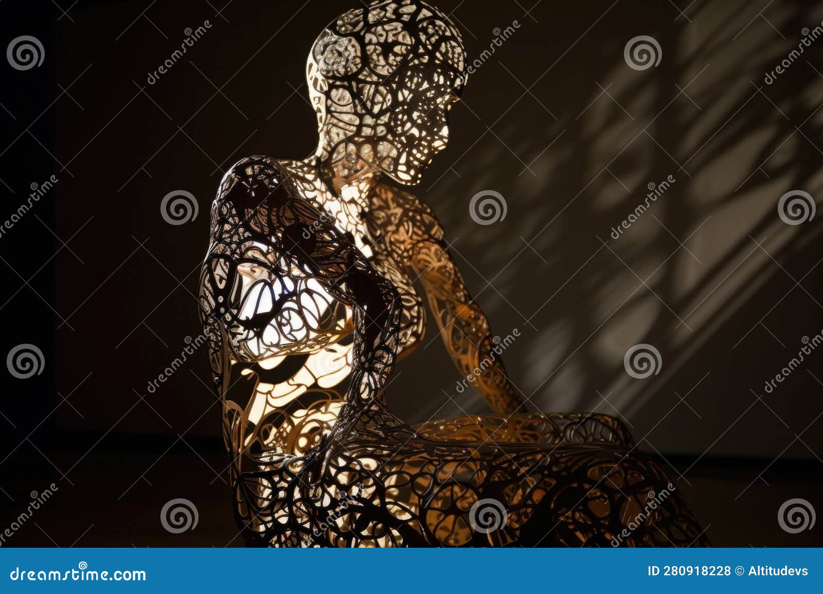 A Sculpture with Its Intricate Details Revealed by the Light and ...