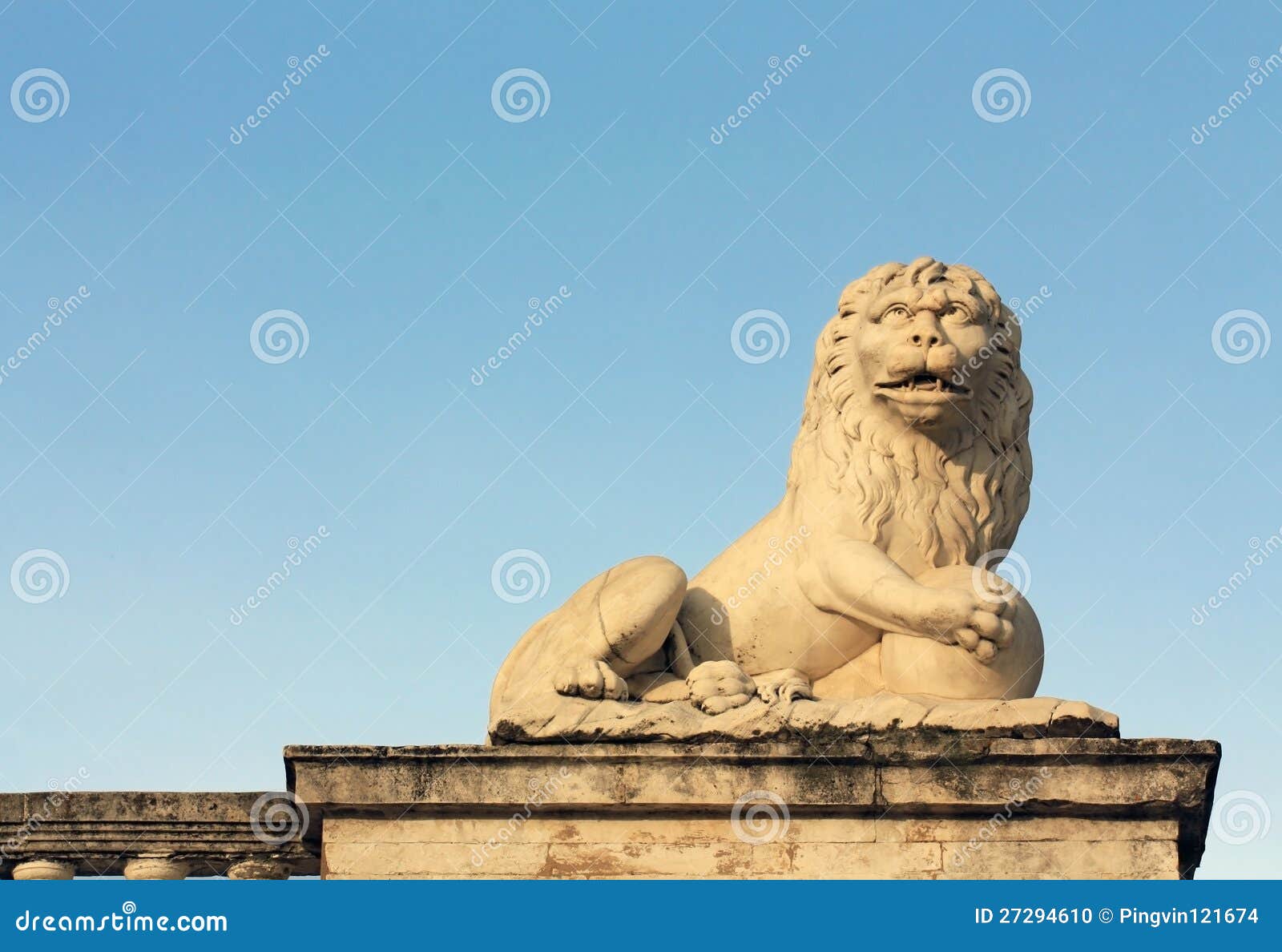 Sculpture of a Lion in Classical Style Stock Photo - Image of fall ...