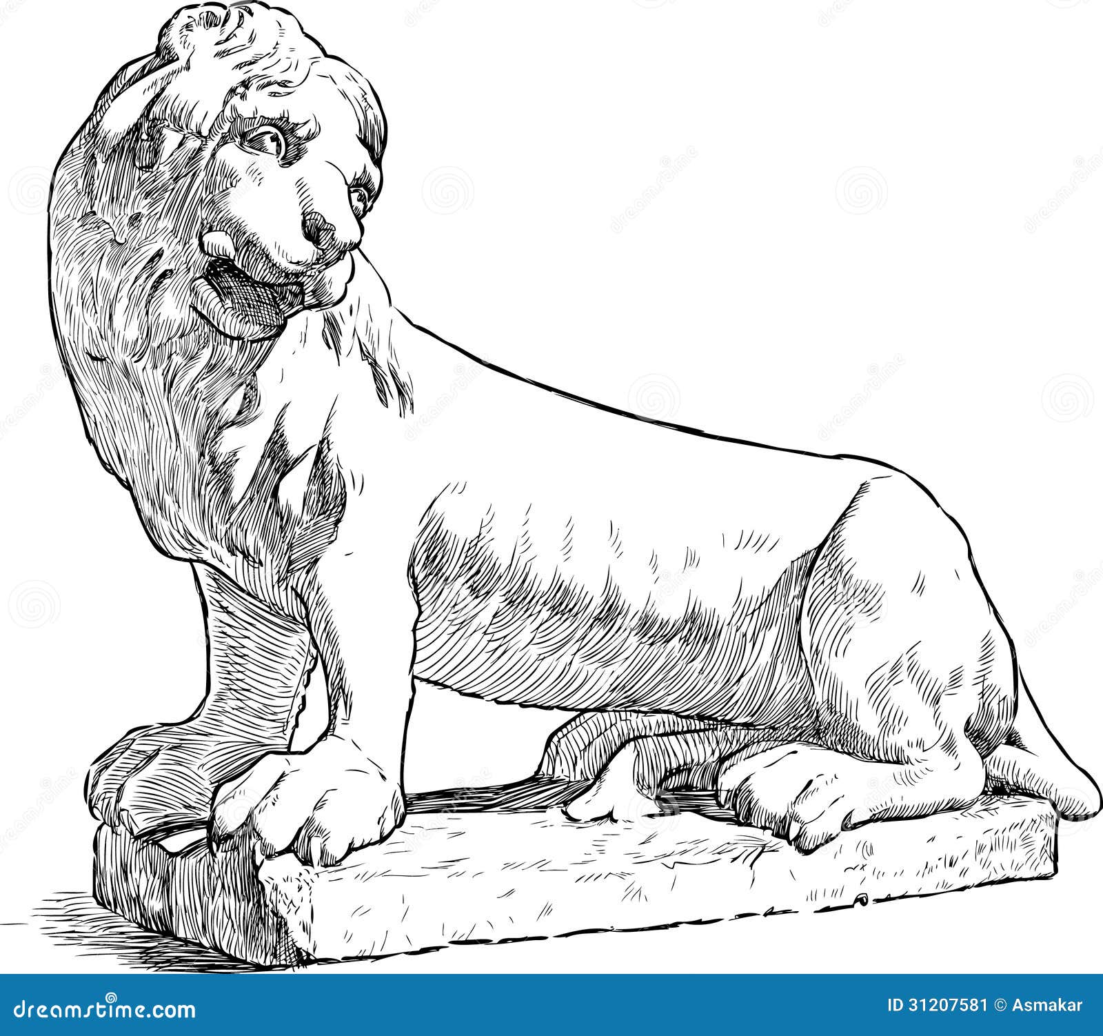 Sculpture of a lion stock vector. Illustration of antique - 31207581