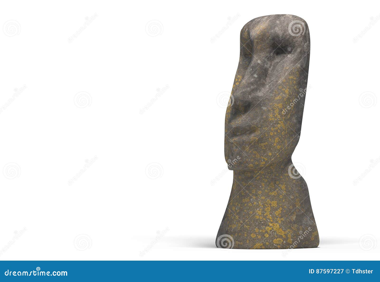 Sculpture of a Moai Carved in Stone on White 3d Illustration Stock ...