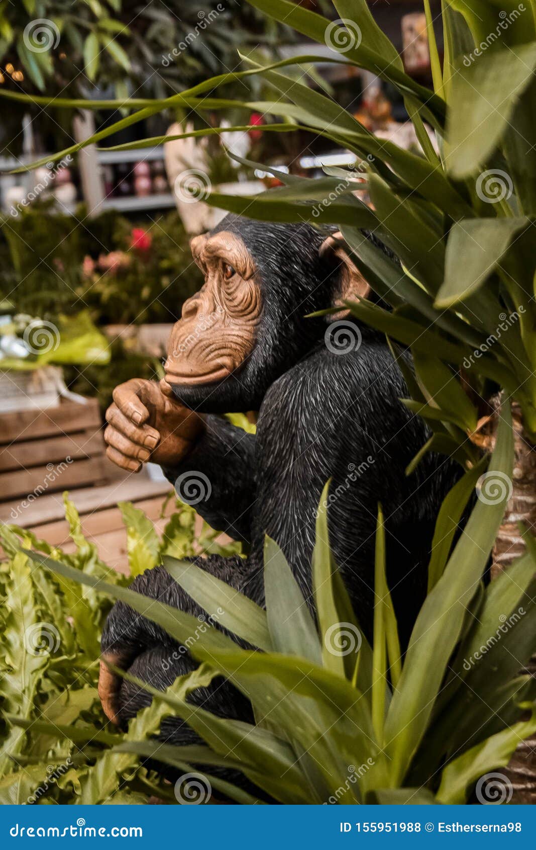 Sculpture of a Monkey Wrapped by Plants Stock Photo - Image of nature ...