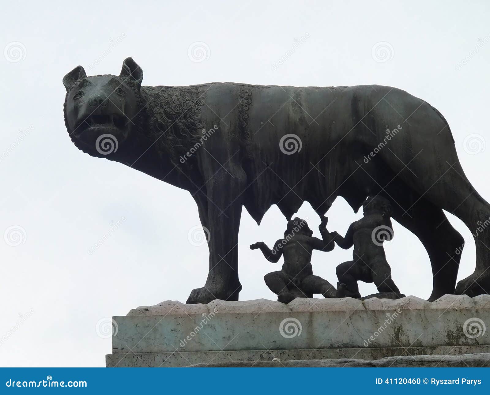 Sculpture of a Mother-wolf Feeding Romulus and Remus, Rome, Stock Photo ...