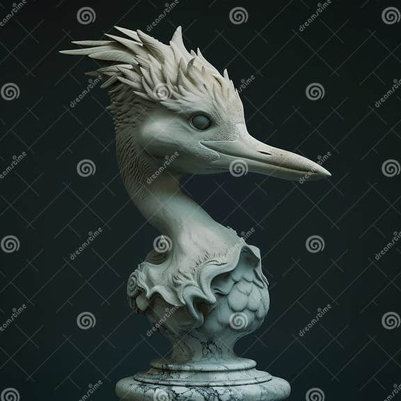 Sculpture of a Mythical Bird Creature on a Pedestal Stock Illustration ...