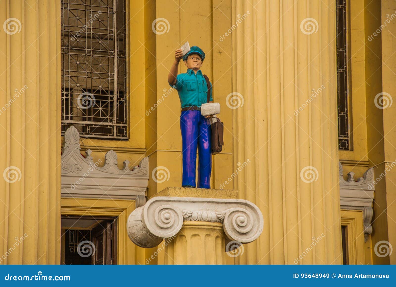 Sculpture of a Postman at the Post Office Building Manila. Philippines ...