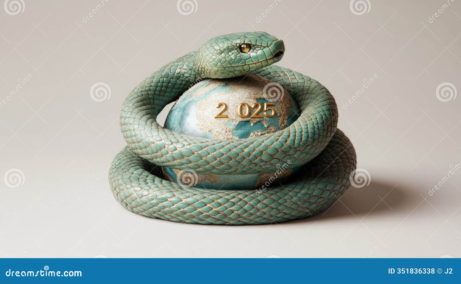 Sculpture of Snake Wrapped Around 2025 Globe Stock Illustration ...