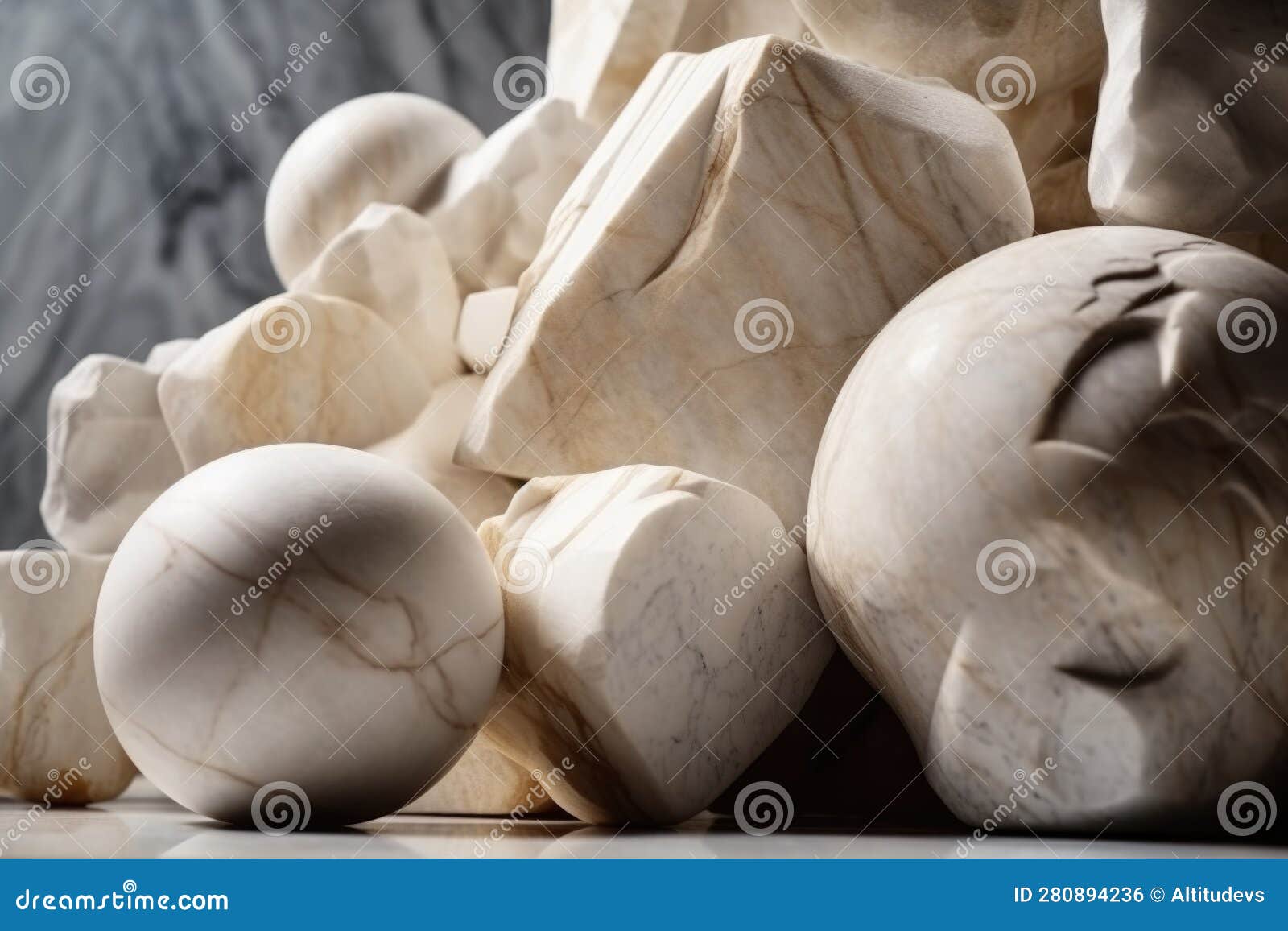 Sculpture with Texture of Smooth Marble and Rough Stone Stock ...