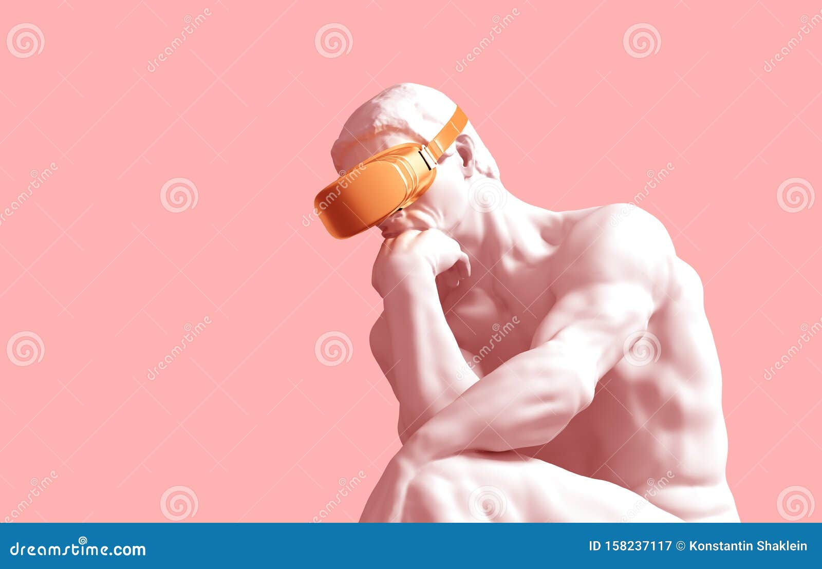 Golden Thinker Guy Front View Isolated On White Background Stock ...