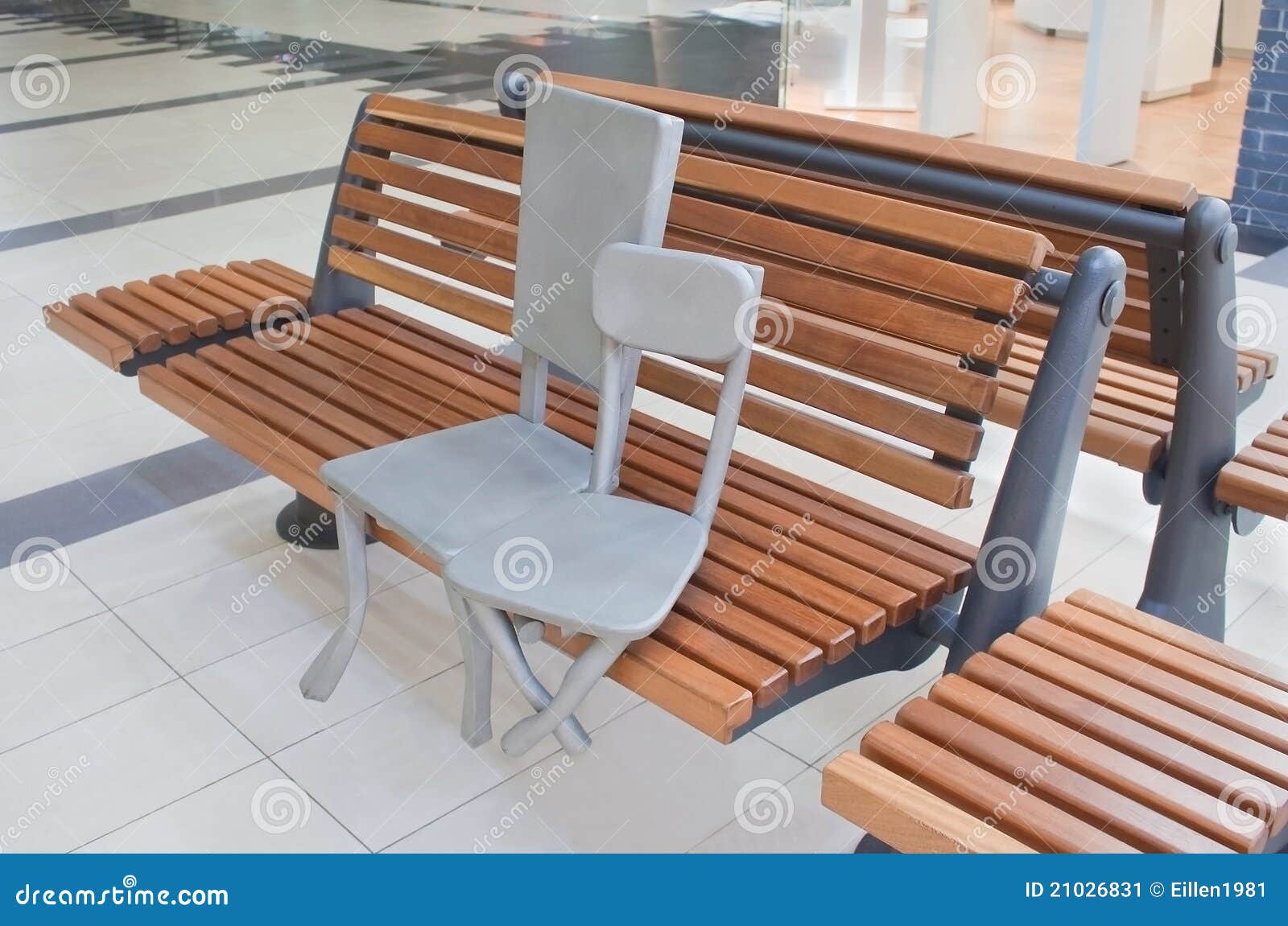 Sculpture of Two Chairs in Shopping Mall Stock Image - Image of ...