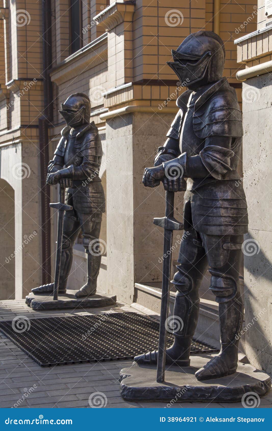 Sculpture of Two Medieval Knights Stock Image - Image of statues ...