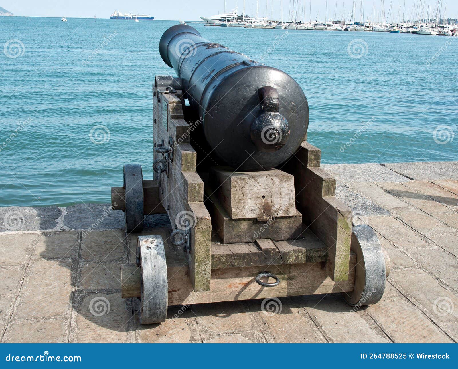 Sculpture of Vintage Cannon Gun by the Sea Stock Image - Image of ...