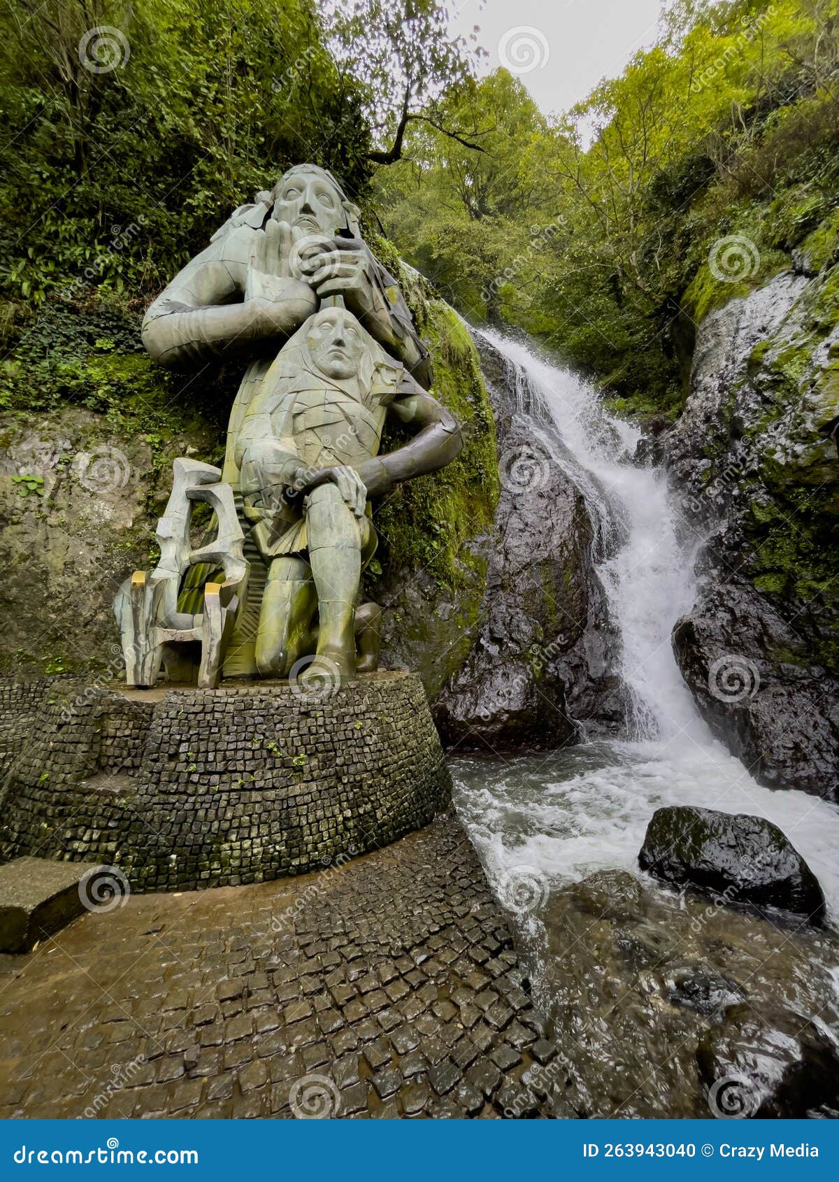Sculpture and Waterfall Texture from the Symbols of Georgia Editorial ...