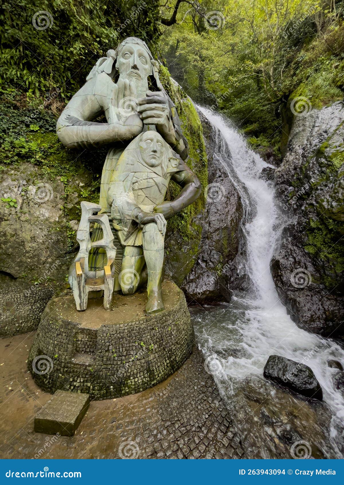 Sculpture and Waterfall Texture from the Symbols of Georgia Editorial ...