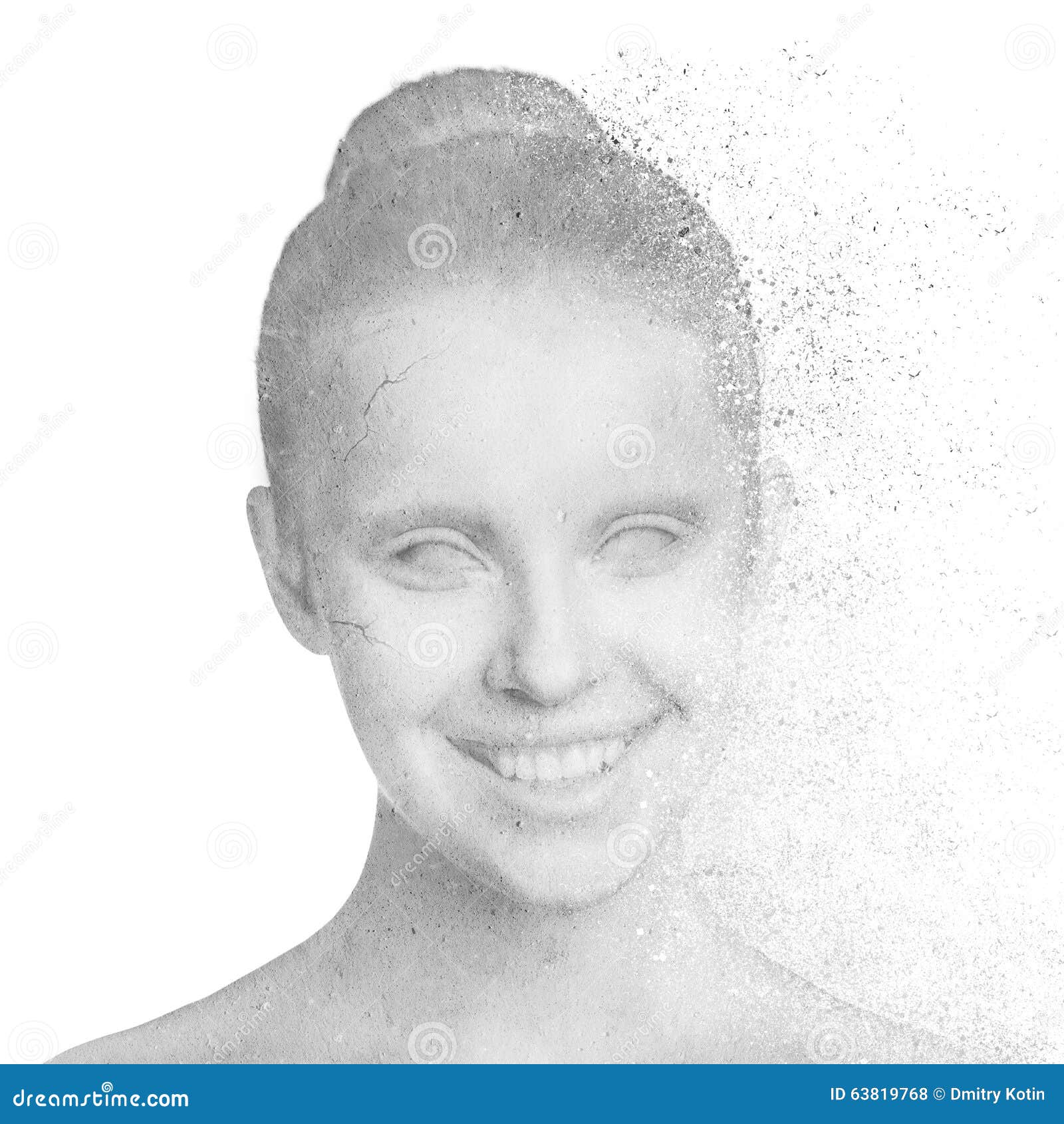 Sculpture of Woman Face with Scattering Splinters Stock Photo - Image ...