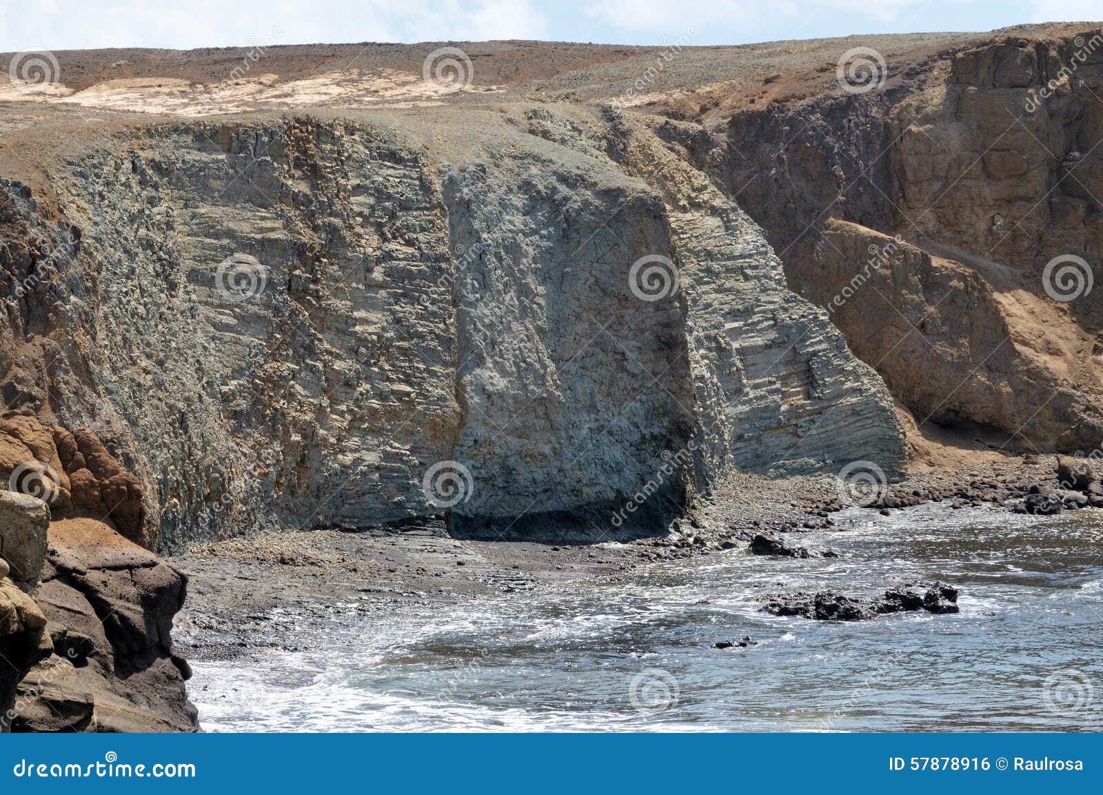 Sculptured Cliff Due To Erosion Stock Photo - Image of ocean, skies ...