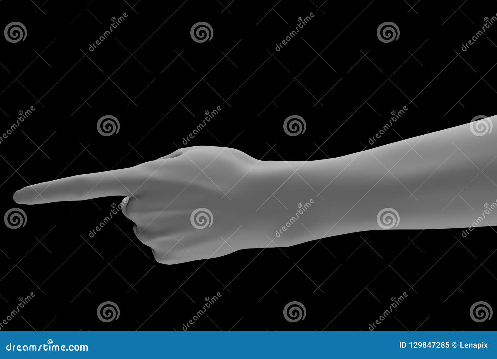 Sculptured Hand Pointing with Pointer Finger on Black Background Stock ...