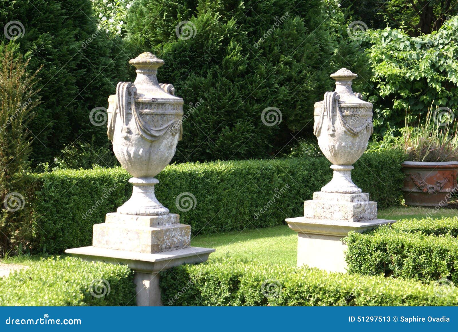 Sculptured vases or urns stock image. Image of garden - 51297513