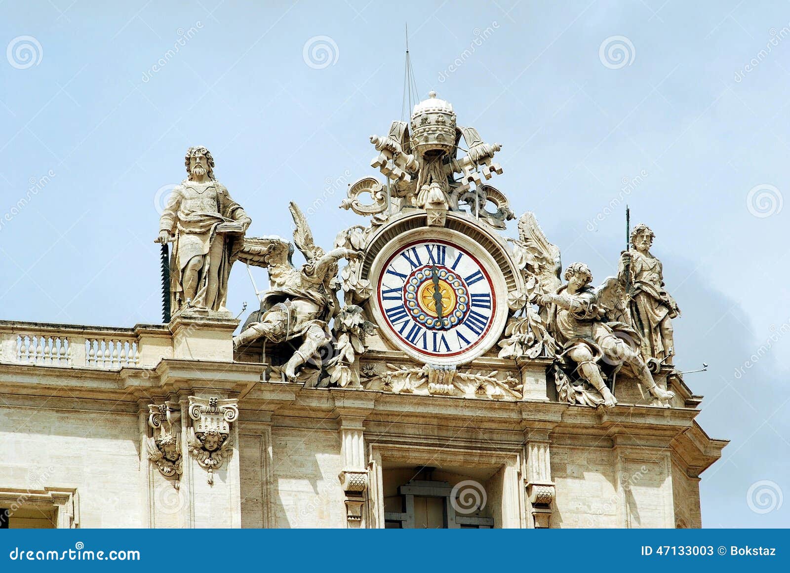 Sculptures and Clock on the Facade of Vatican City Works Editorial ...
