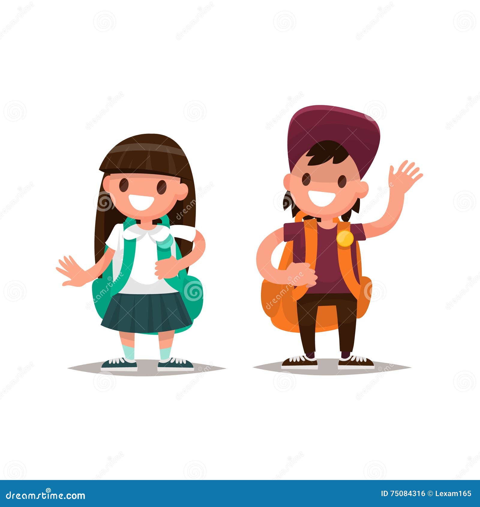 Scuola Elementare Degli Studenti Scolaro E Scolara Insieme V ...