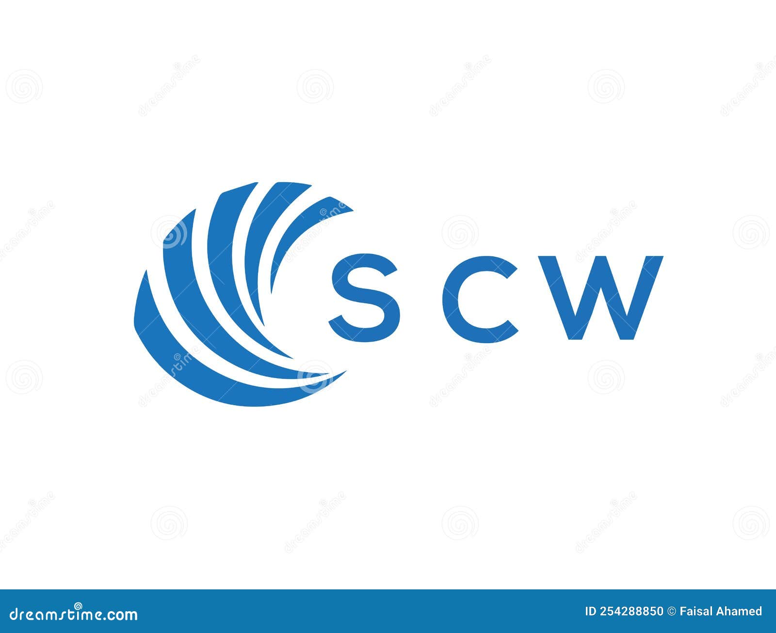 SCW Letter Logo Design on White Background. SCW Creative Circle Letter ...