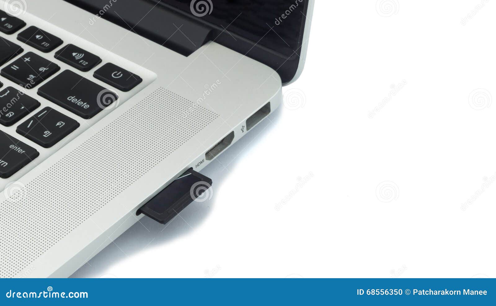 SD Card Plugged into a Laptop. Isolated Stock Photo - Image of storage ...