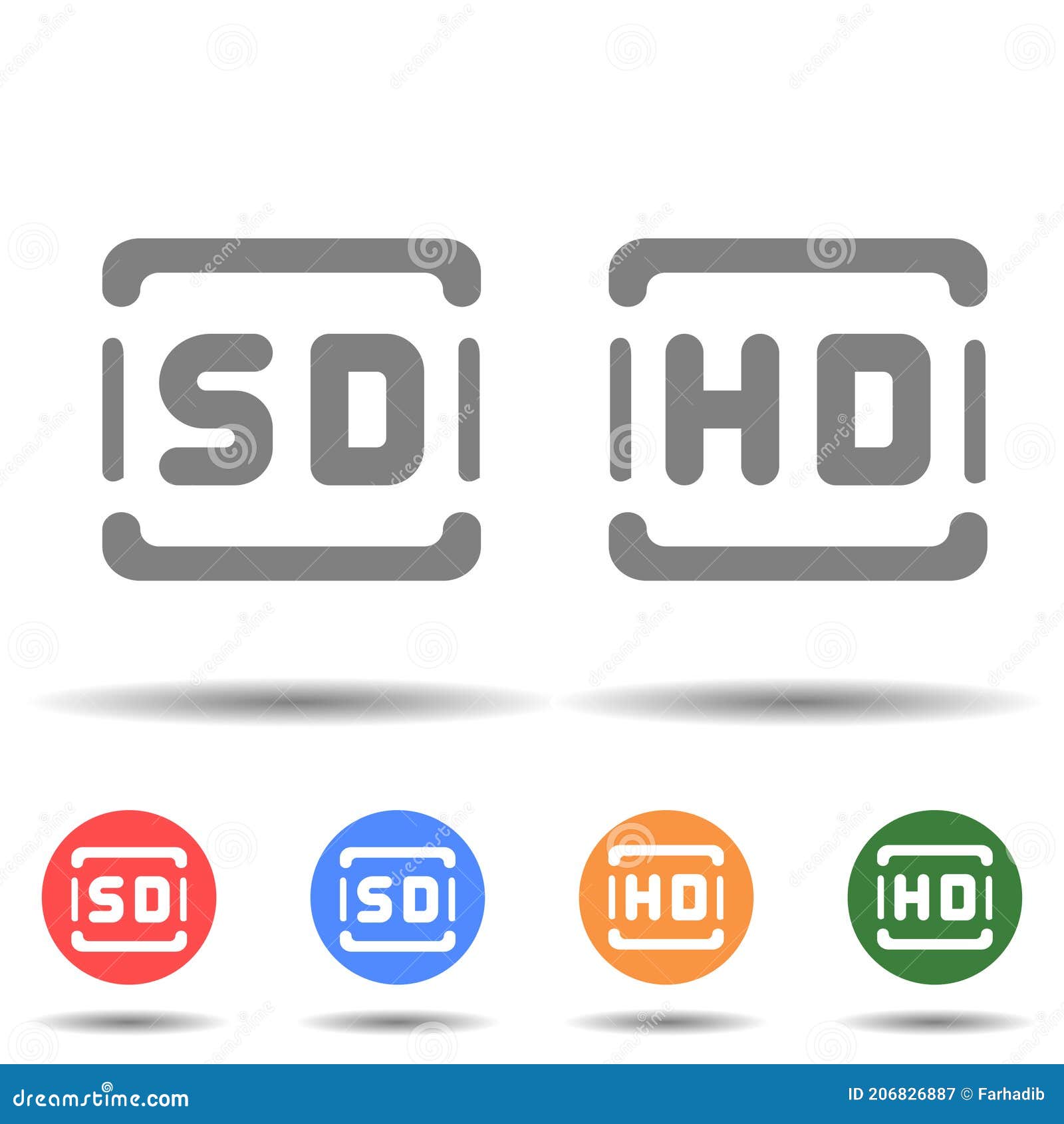 SD and HD Icons, Screen Resolution Vector Stock Vector - Illustration ...