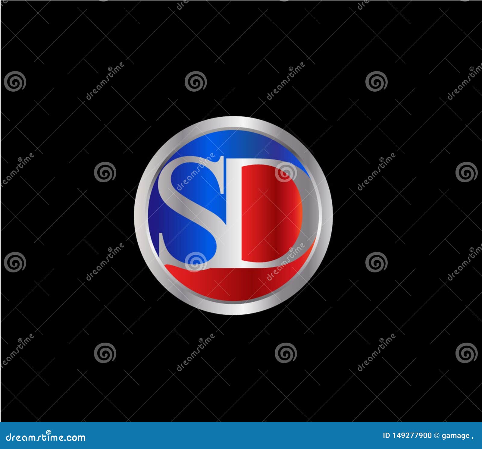 SD Initial Circle Shape Red Blue Silver Color Later Logo Design Stock ...