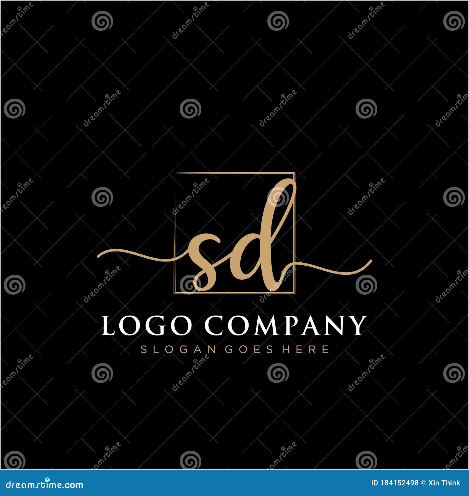 SD Initial Handwriting Logo with Rectangle Template Vector Stock Vector ...
