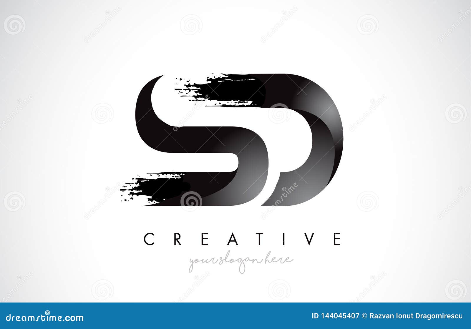 SD Letter Design with Brush Stroke and Modern 3D Look Stock Vector ...