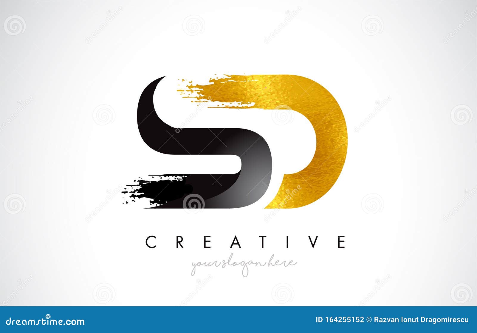 SD Letter Design with Brush Stroke and Modern 3D Look Stock Vector ...