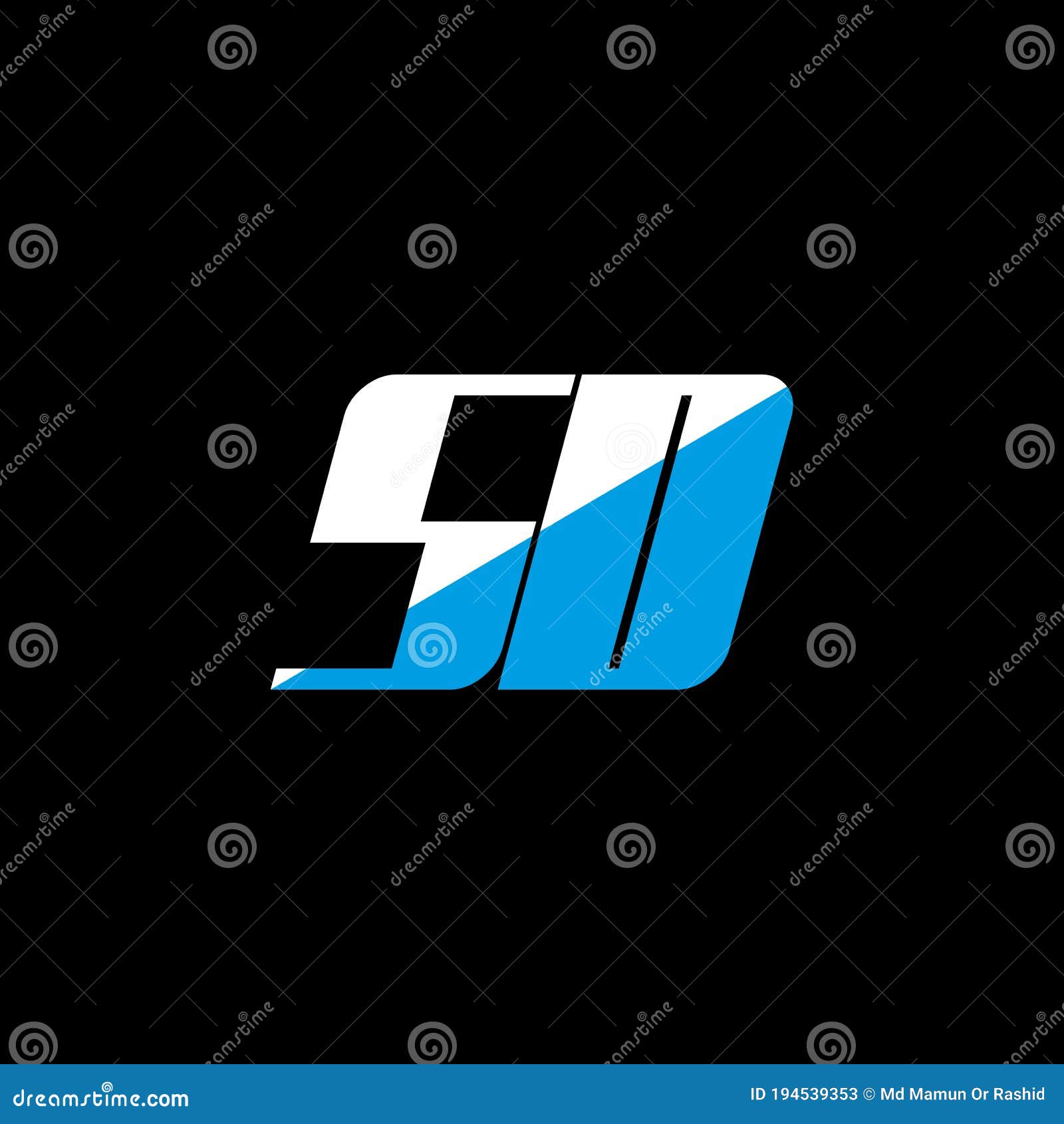 SD Letter Logo Design on Black Background. SD Creative Initials Letter ...