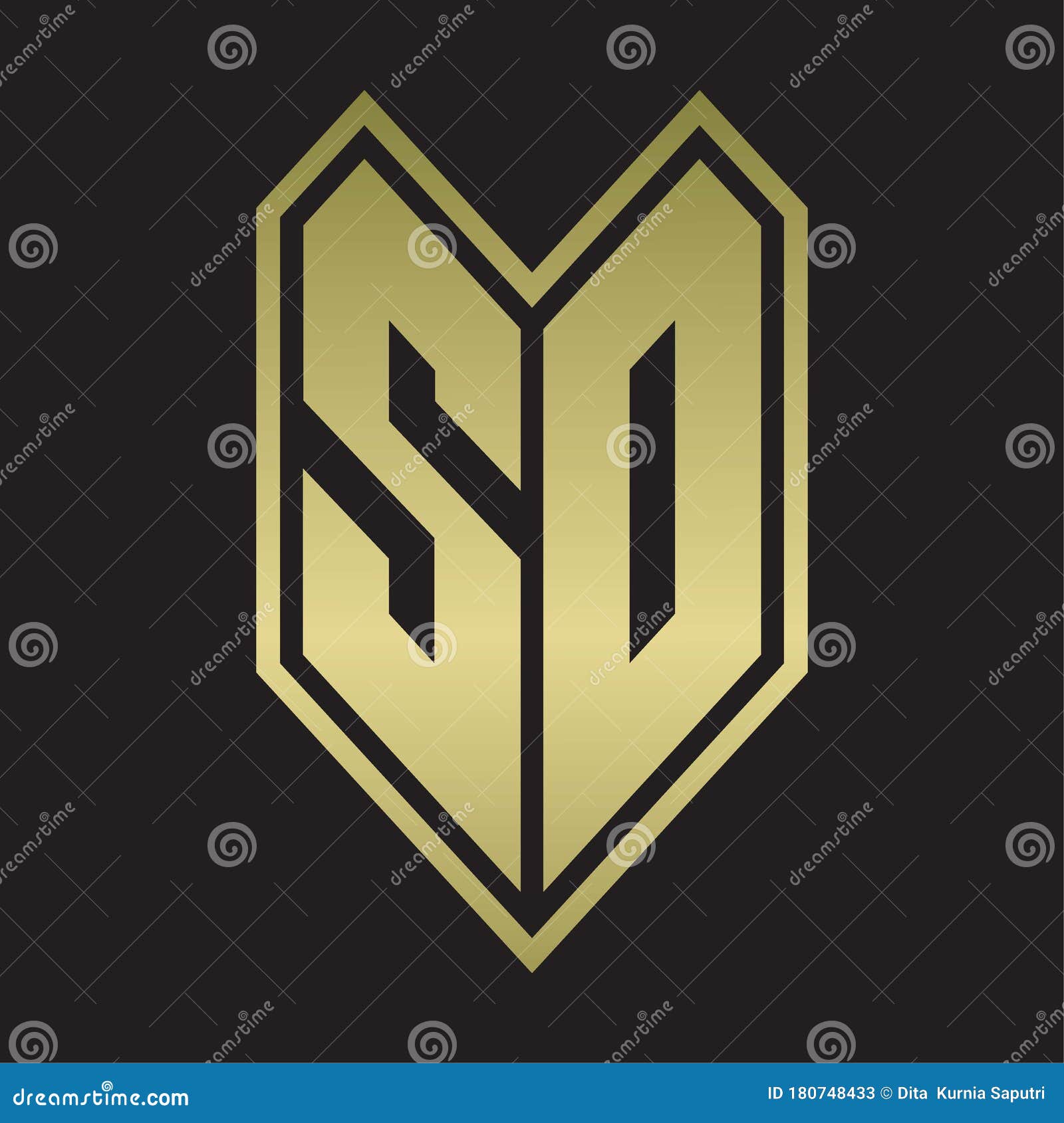 SD Logo Monogram with Emblem Line Style Isolated on Gold Colors Stock ...