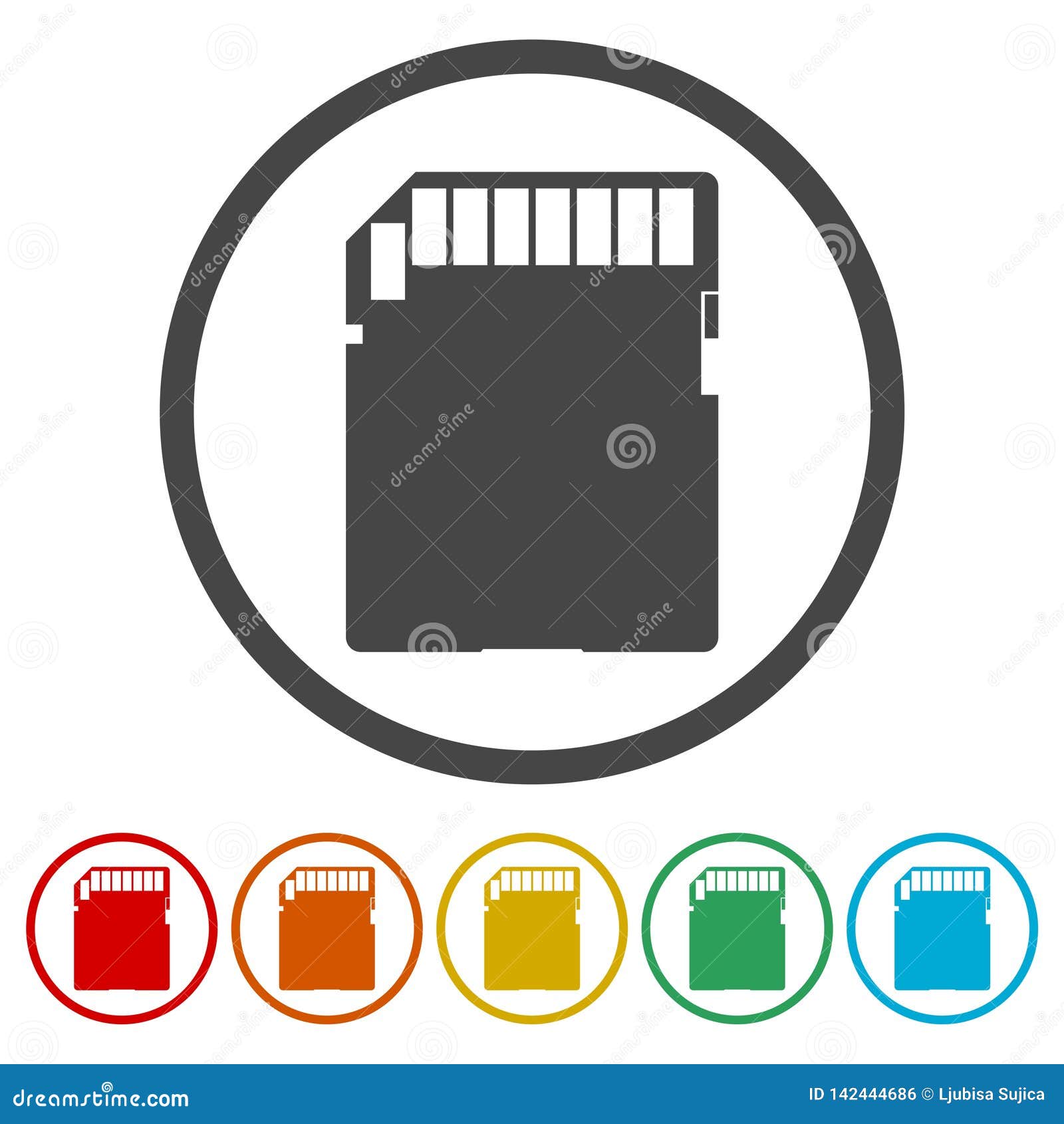 SD Memory Card Flat Icons Set Stock Vector - Illustration of black ...