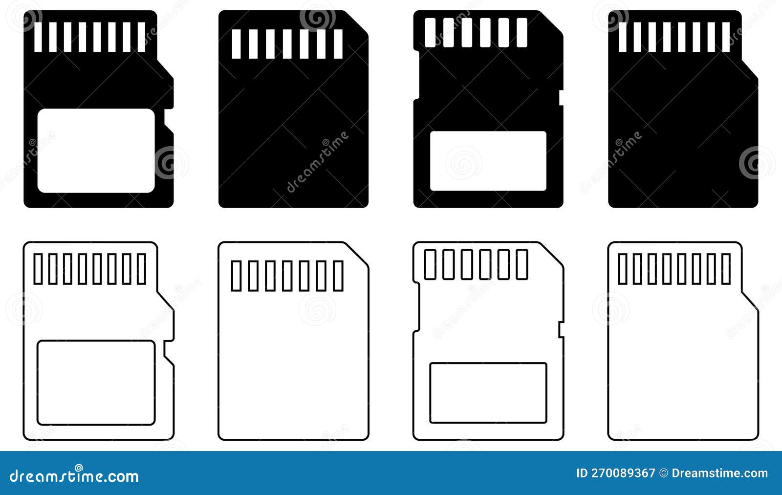 SD memory card icons set stock vector. Illustration of disc - 270089367